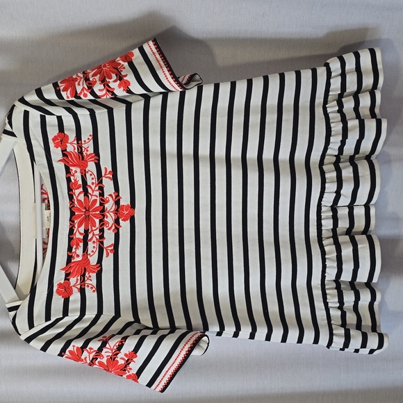 kate spade | Tops | Kate Spade Broome Street Floral Embroidered Striped ...